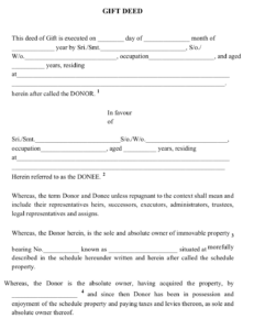 Gift deed format: Components and details in a deed of gift